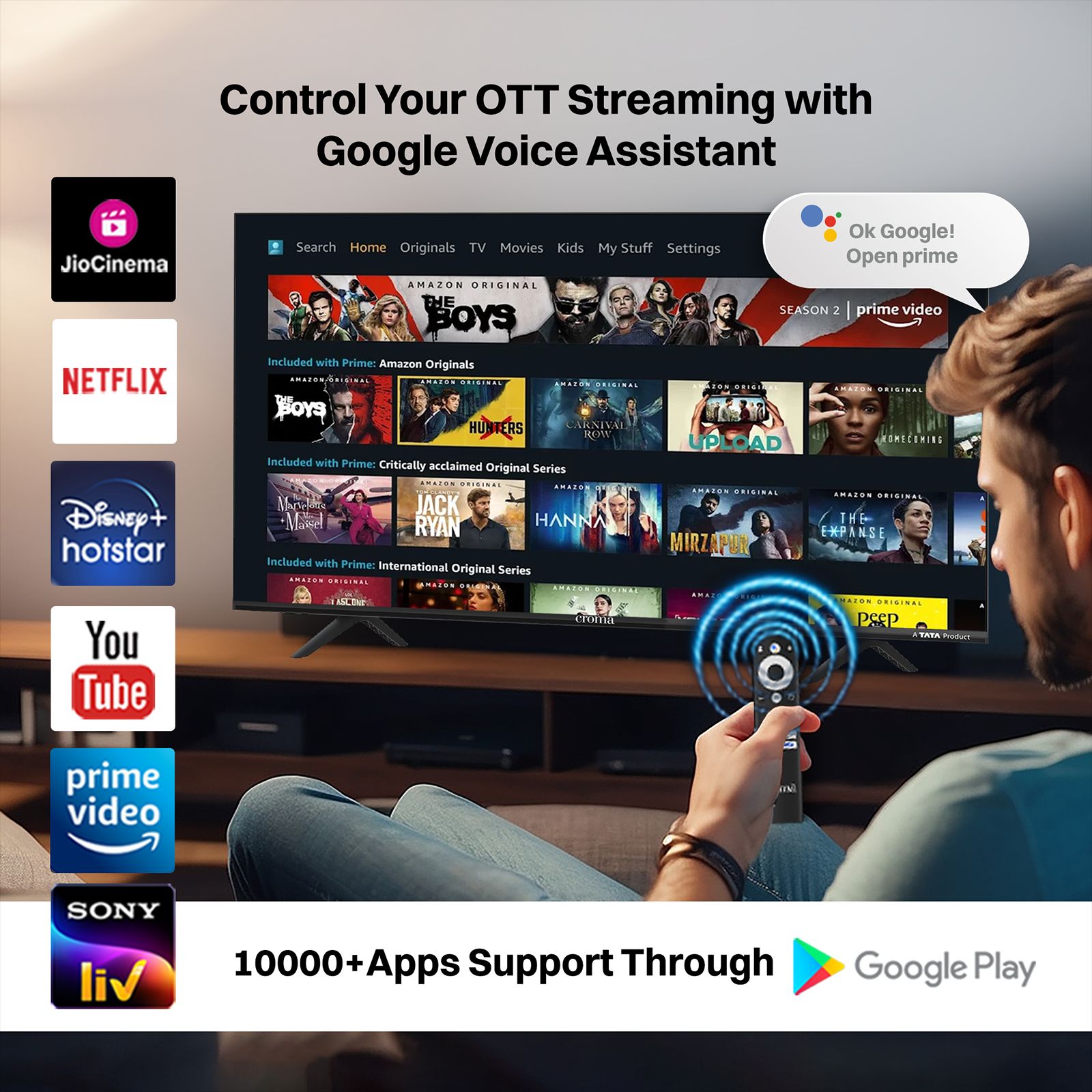 Buy Croma 139.7 cm (55 inch) 4K Ultra HD LED Google TV with Google Voice Assistant Online - Croma